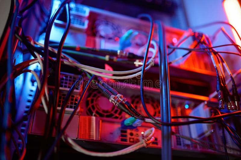 Fiber Optic Equipment in Data Center Server Room Stock Image - Image of ...