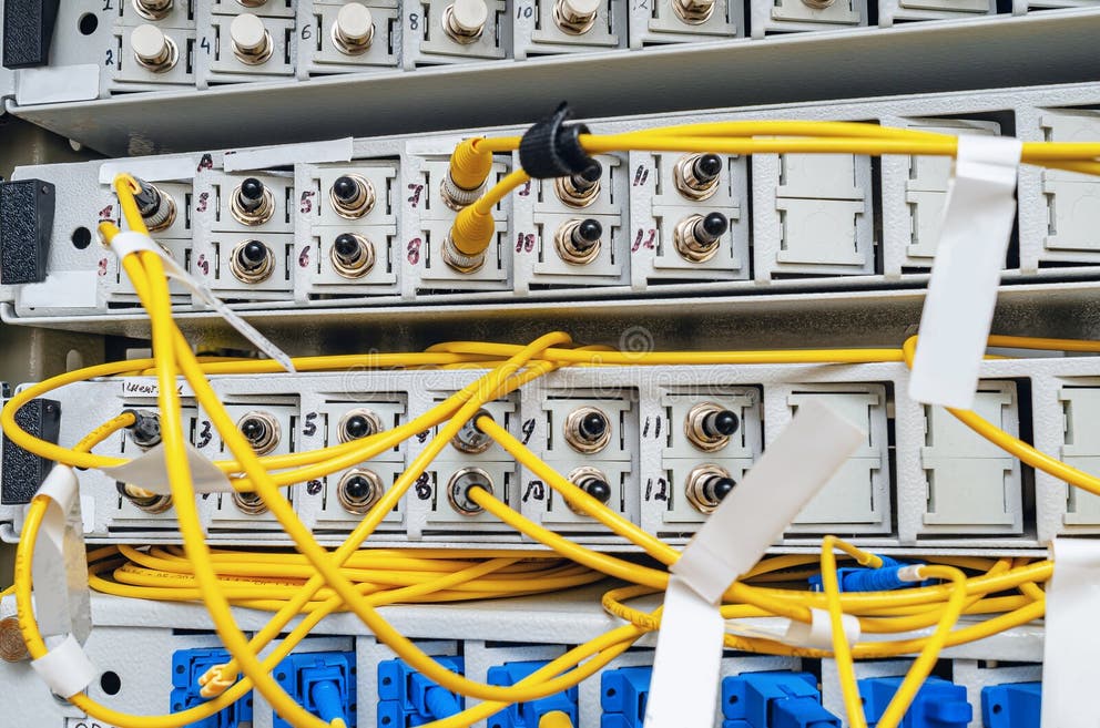 Fiber Optic Equipment Inside a Network Infrastructure, Active and ...