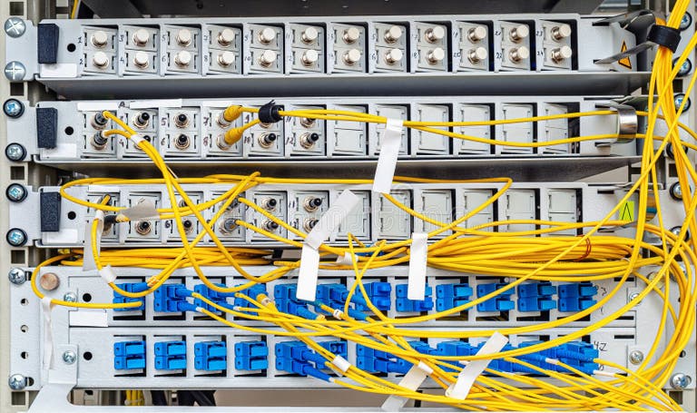 Fiber Optic Equipment Inside a Network Infrastructure, Active and ...