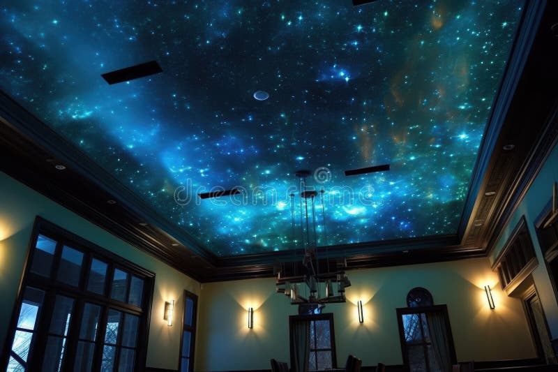 Fiber Optic Galaxy Ceiling with Constellations Stock Photo - Image of ...