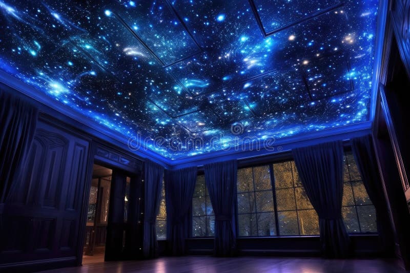 Fiber Optic Galaxy Ceiling with Constellations Stock Photo - Image of ...