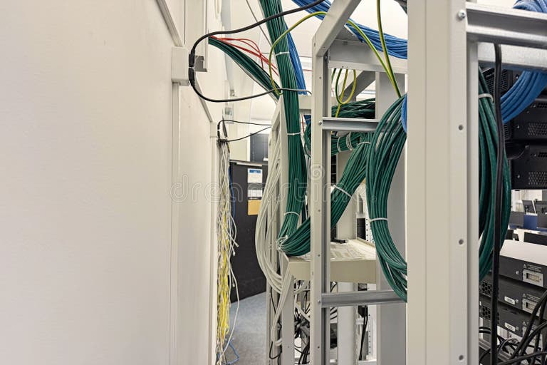 Fiber Optic and Hub in Server Room, Computer Technology Stock Photo ...