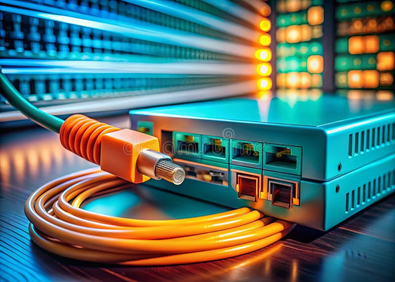 Fiber Optic Internet Connection Setup a CloseUp Look at Modem Router ...