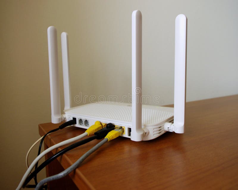 Fiber Optic Internet,network Cable Connected To a Router, Internet ...