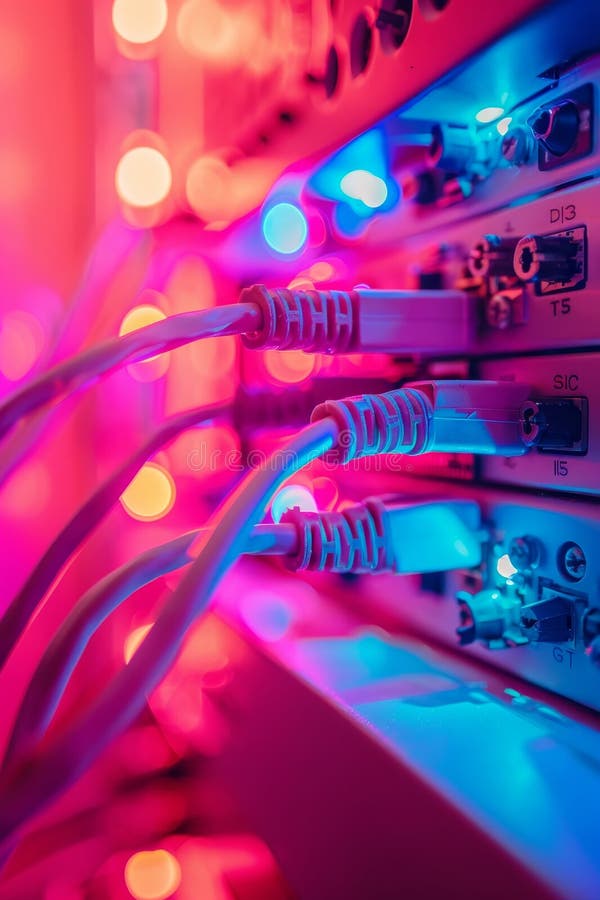 Fiber Optic Lan Cable Connected To Server Switch for Efficient Network ...