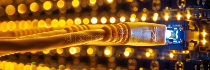 Fiber Optic Lan Cable Connected To the Server Switch for Efficient ...