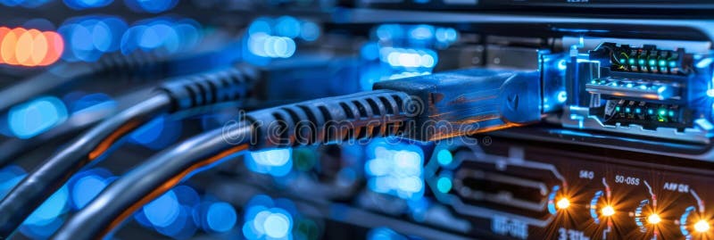 Fiber Optic Lan Cable Connected To the Server Switch for Enhanced ...