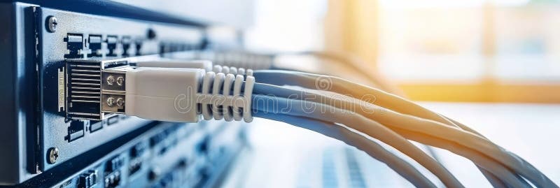 Fiber Optic Lan Cable Connected To Server Switch for Reliable Network ...