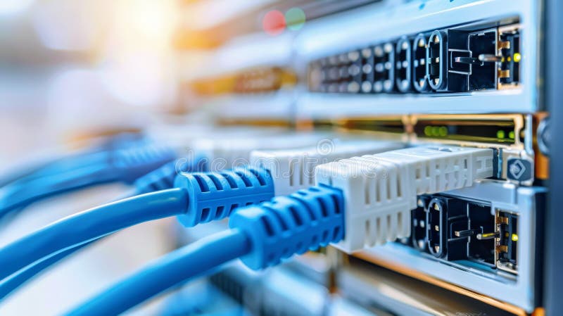Fiber Optic Lan Cable Connected To Server Switch for Seamless Network ...