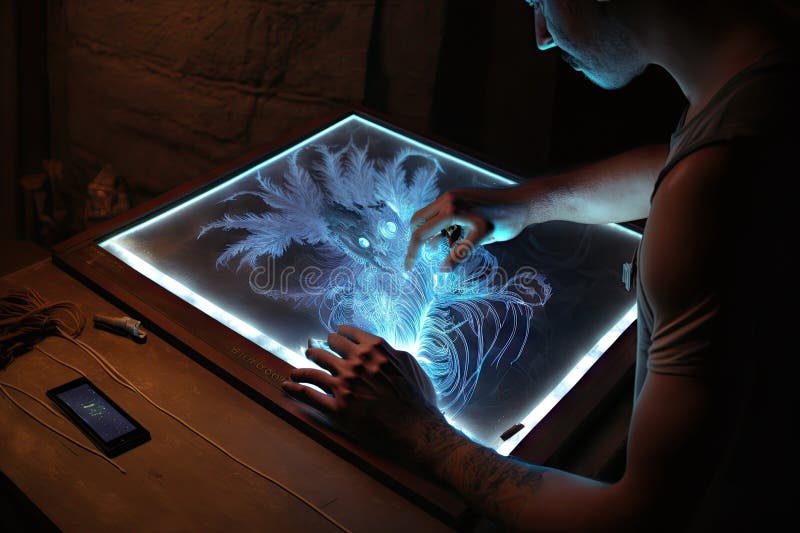 Fiber Optic Led Touchscreen Robot Angelarium Interface Stock ...