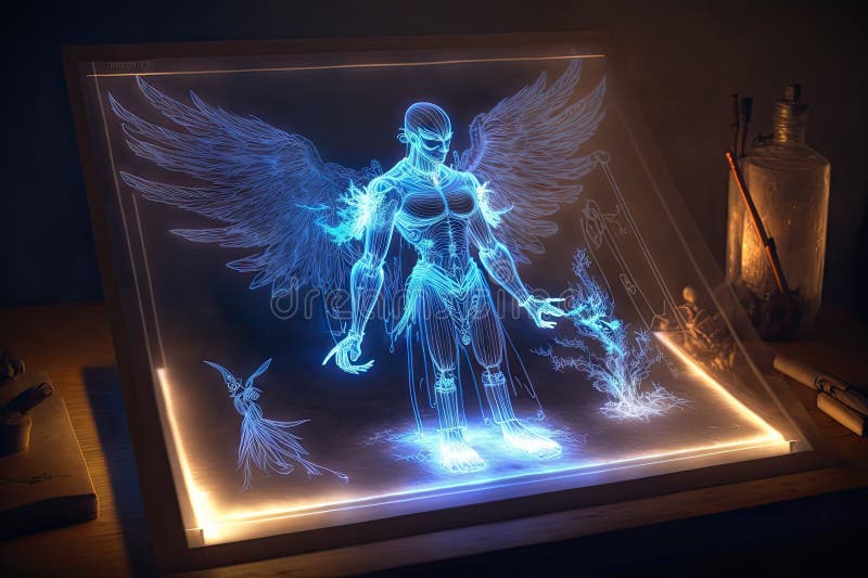 Fiber Optic Led Touchscreen Robot Angelarium Interface Stock ...