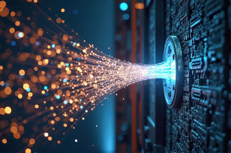 Fiber Optic Light Burst Network Technology Data Transmission Concept ...