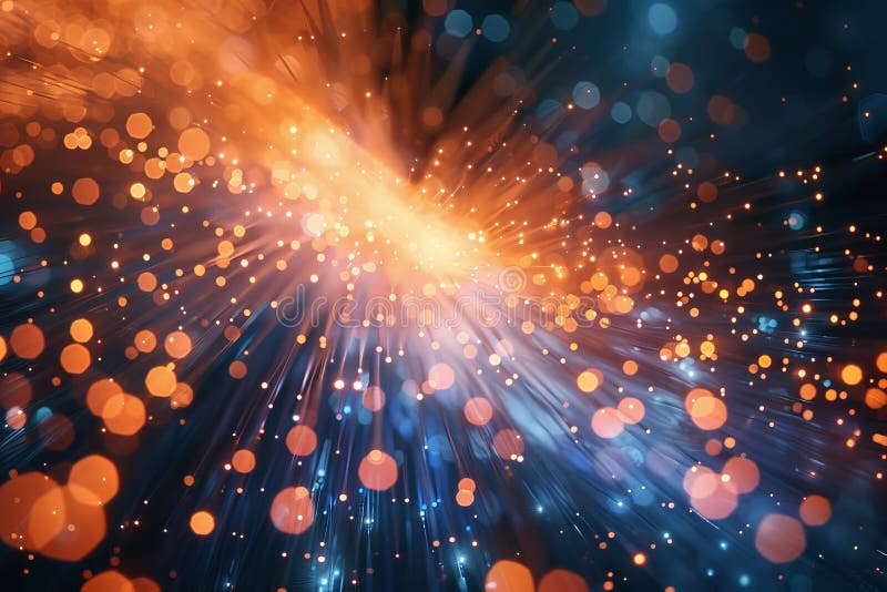 Fiber Optic Light Moving while Data Transfer. Background Generative AI ...