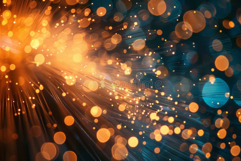 Fiber Optic Light Moving while Data Transfer. Background Generative AI ...