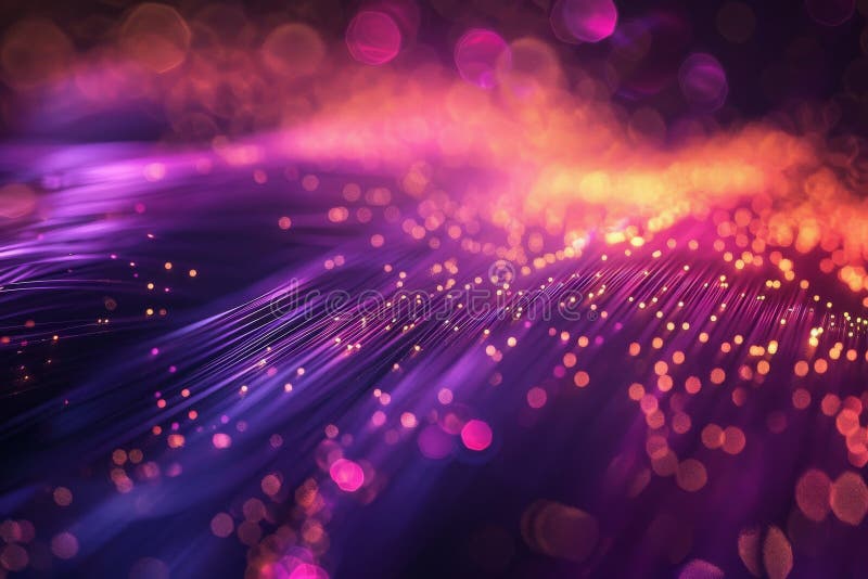 Fiber Optic Light Moving while Data Transfer. Background Generative AI ...