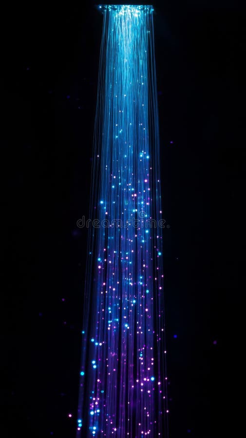 Fiber Optic Lights Cascading in Darkness, Abstract Technology Concept ...