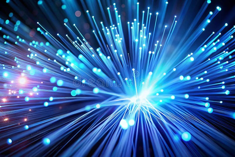 Fiber Optic Network Burst, Abstract Digital Art, Glowing Light Rays ...