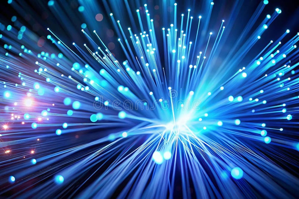 Fiber Optic Network Burst, Abstract Digital Art, Glowing Light Rays ...