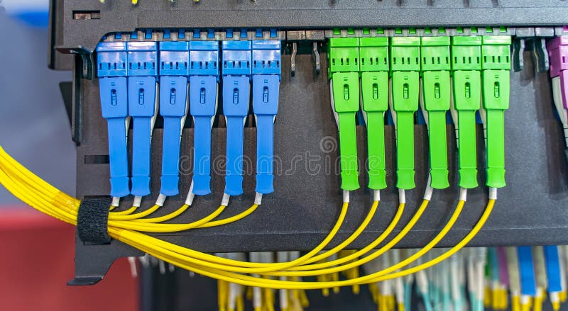 Fiber Optic Network Cable Connect To Communication Distribution Point ...