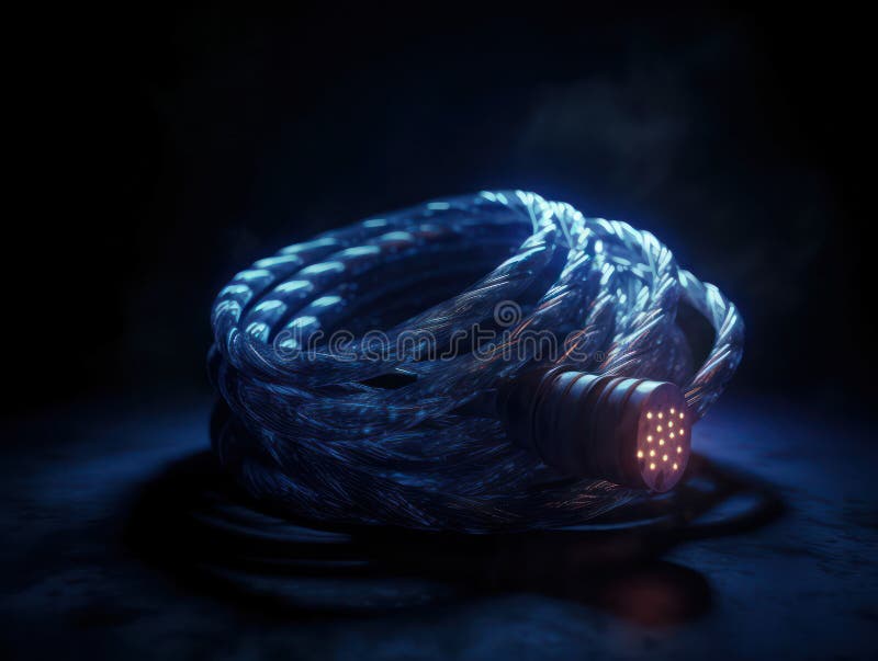 Fiber Optic Network Cable Rolled Up. Internet Connection Using Optical ...