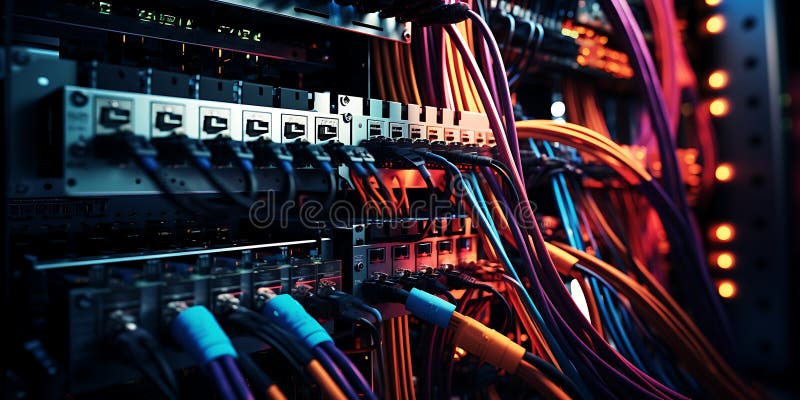 Fiber Optic Network Hub and Patch Cables Stock Illustration ...