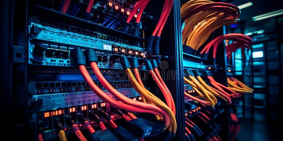 Fiber Optic Network Hub and Patch Cables Stock Illustration ...
