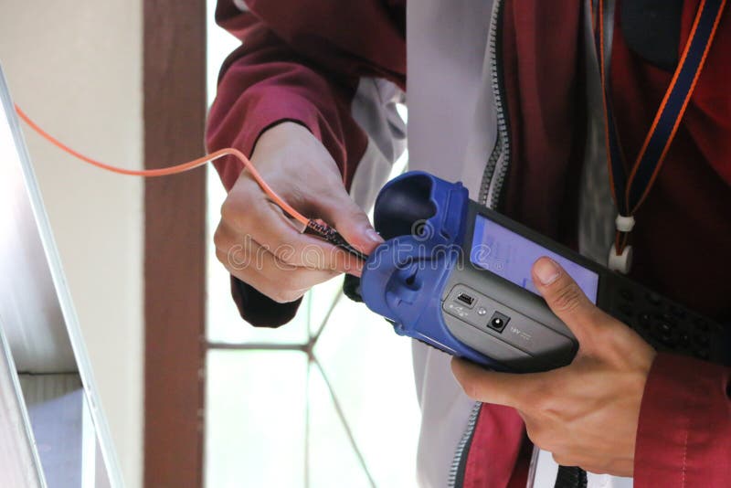 Maintenance of Fiber-optic Link Stock Photo - Image of engineering ...