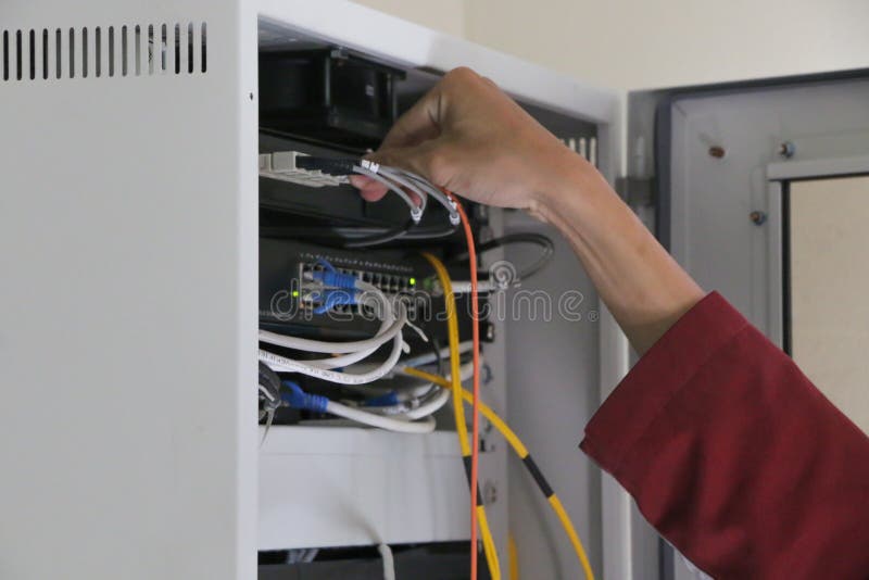 Maintenance of Fiber-optic Link Stock Photo - Image of engineering ...