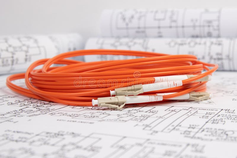 Fiber Optic Patch Cord Cable on Electrical Engineering Drawings Stock ...