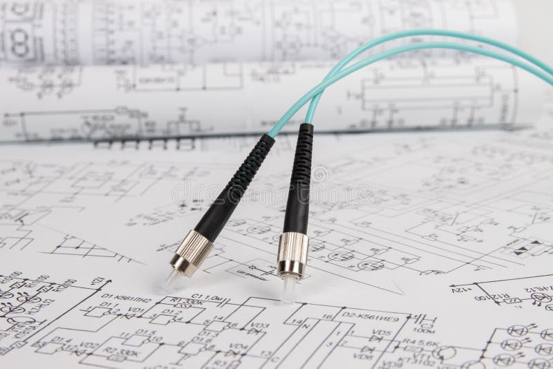 Fiber Optic Patch Cord Cable on Electrical Engineering Drawings Stock ...