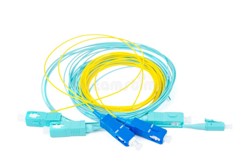 Fiber Optic Patch Cord Cables on White Stock Image - Image of speed ...