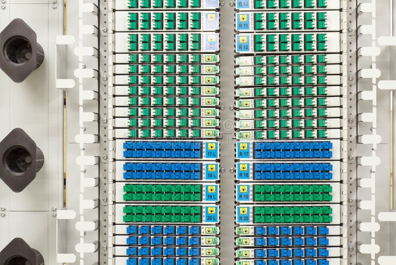 Fiber Optic Rack with Optical Connectors Stock Photo - Image of ...