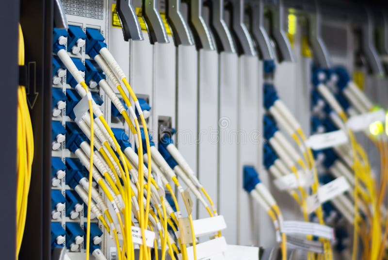 Fiber Optic with Servers in a Technology Data Center Stock Photo ...