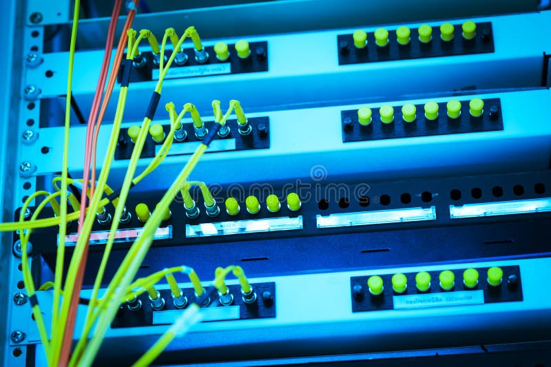 Fiber Optic with Servers in a Technology Data Center Stock Image ...