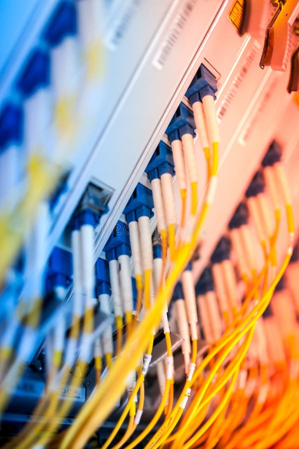 Fiber Optic with Servers in a Technology Data Center Stock Photo ...