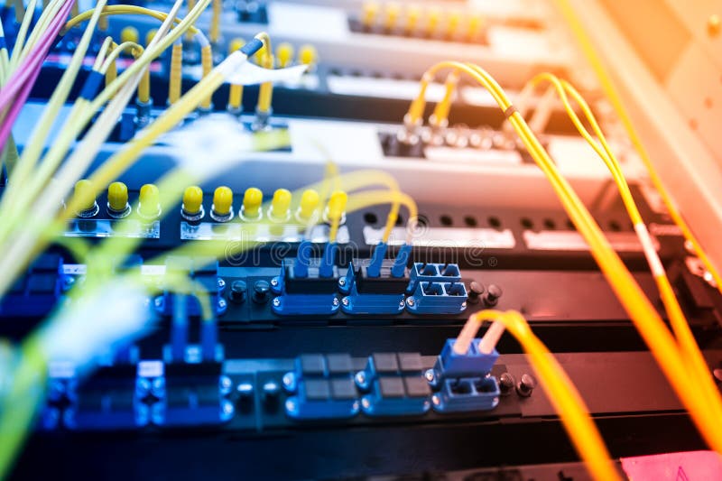 Fiber Optic with Servers in a Technology Data Center Stock Image ...