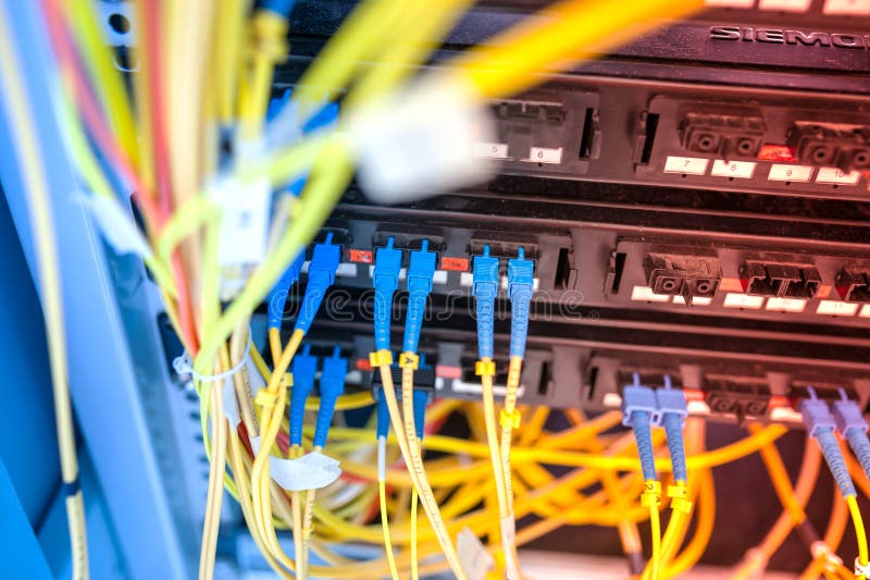 Fiber Optic with Servers in a Technology Data Center Stock Image ...