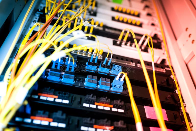 Fiber Optic with Servers in a Technology Data Center Stock Photo ...