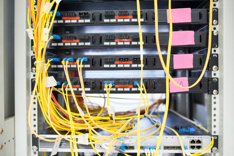 Fiber Optic with Servers in a Technology Data Center Stock Photo ...