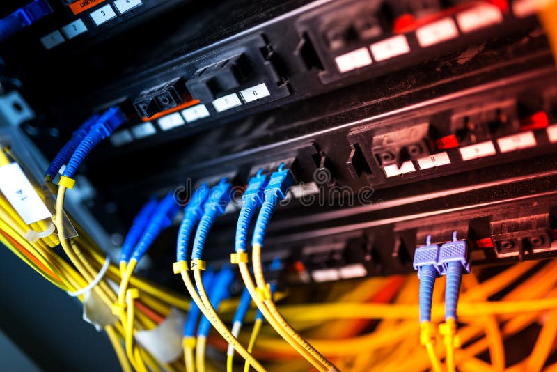 Fiber Optic with Servers in a Technology Data Center Stock Photo ...