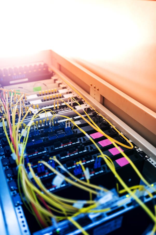 Fiber Optic with Servers in a Technology Data Center Stock Image ...