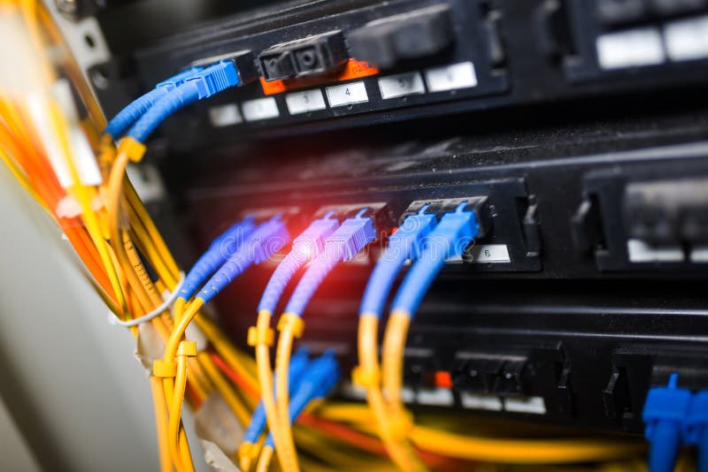 Fiber Optic with Servers in a Technology Data Center Stock Photo ...