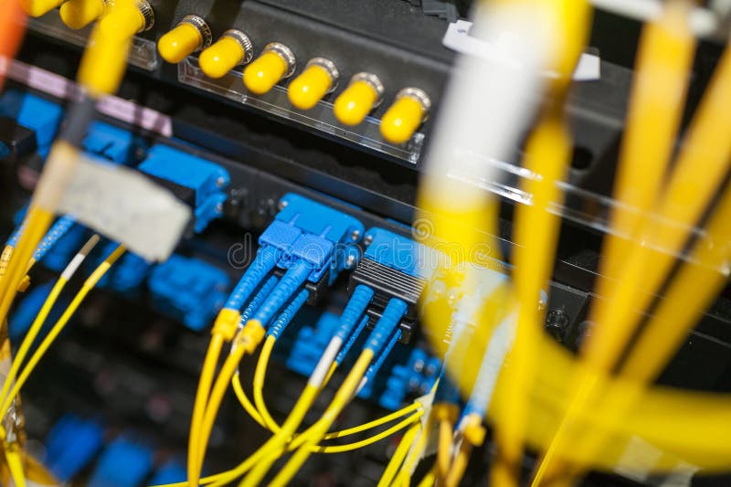 Fiber Optic with Servers in a Technology Data Center Stock Photo ...