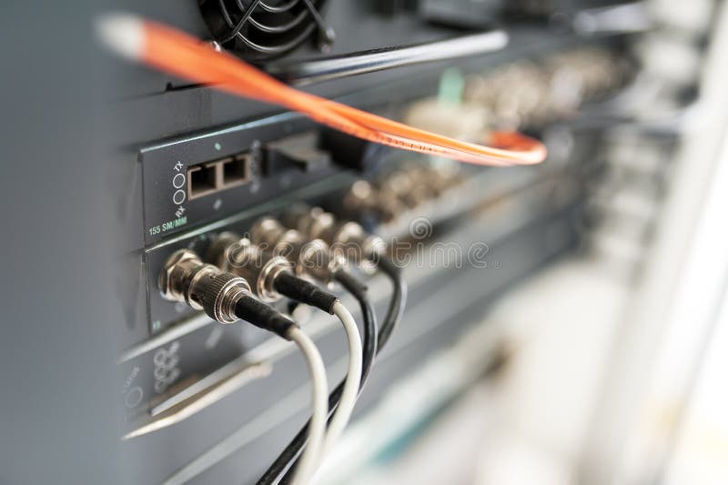 Fiber Optic with Servers in a Technology Data Center Stock Photo ...