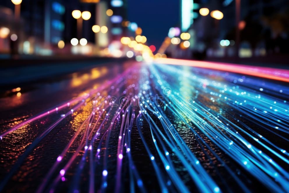 Fiber Optic Speed Line, Image of Modern City Network Communication ...