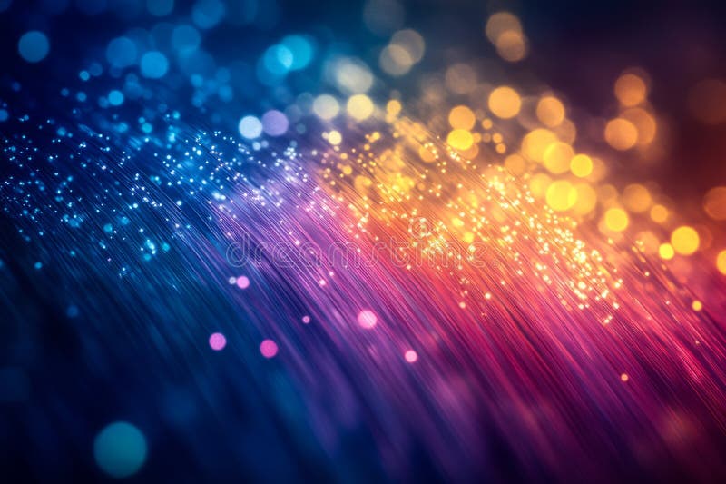 Fiber Optic Strands Glowing in Vibrant Colors, Transmitting Data at ...