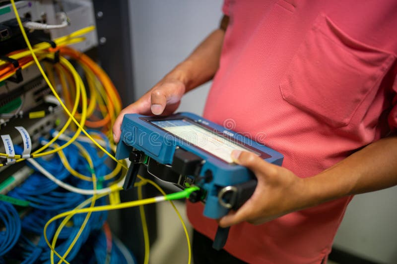 Fiber Optic Tester Tool with in a Technology Data Center Stock Image ...