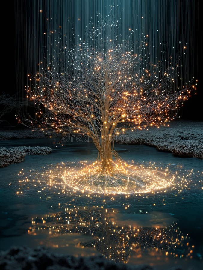 Fiber Optic Tree Rooted in Digital Soil with Data Particles and Sacred ...