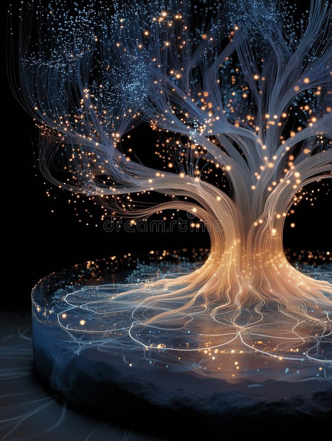 Fiber Optic Tree Rooted in Digital Soil with Data Particles and Sacred ...