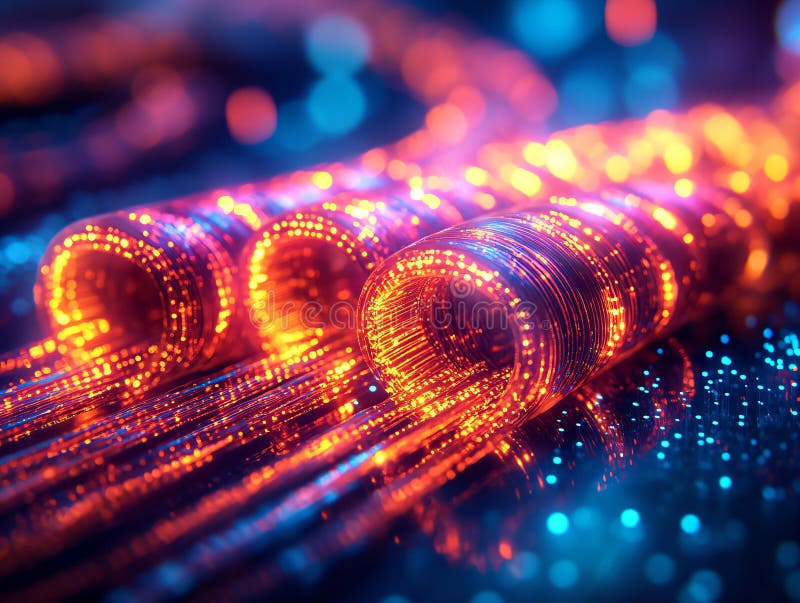 Fiber Optic Wires. Digital Data Transmission Via Fiber Optic Cable ...